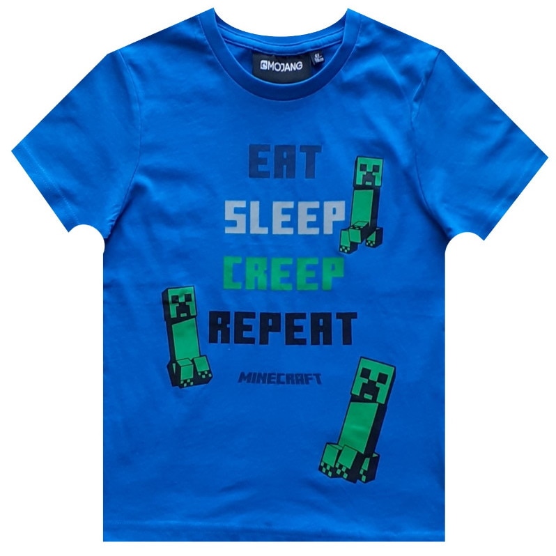 Pijama Minecraft Creeper, baieti, maneca scurta, /, albastru - eMAG.ro