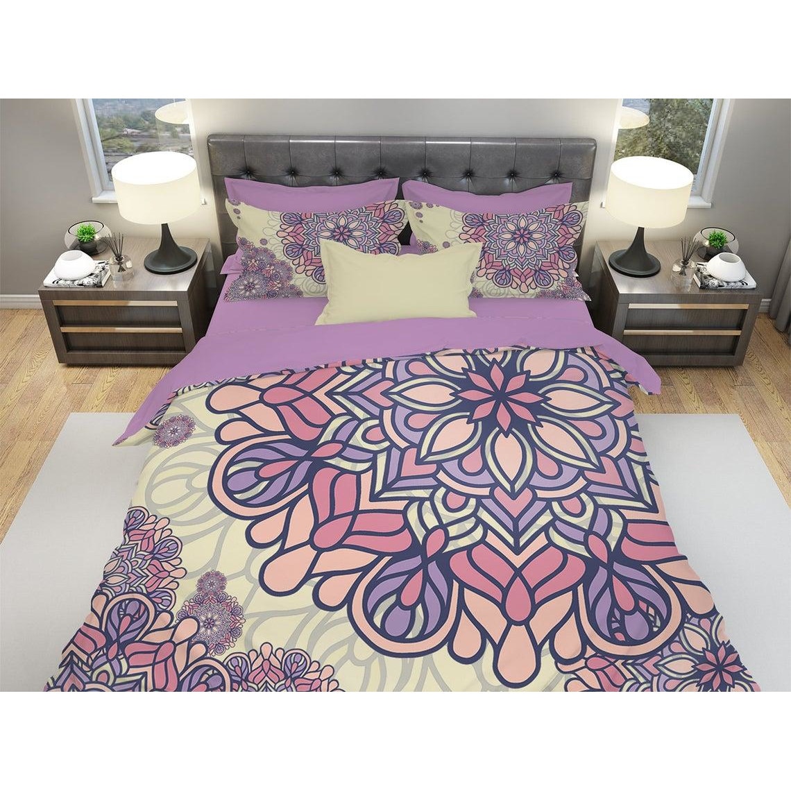 Set de pat Intermatrak Nicole Taneff G1192, satin de bumbac, pat de o persoana, fara cearsaf ...