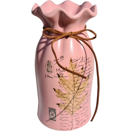 Vaza ceramica, Model Frunza Stejar, Roz, 19.5 x 10 x 10 cm - eMAG.ro