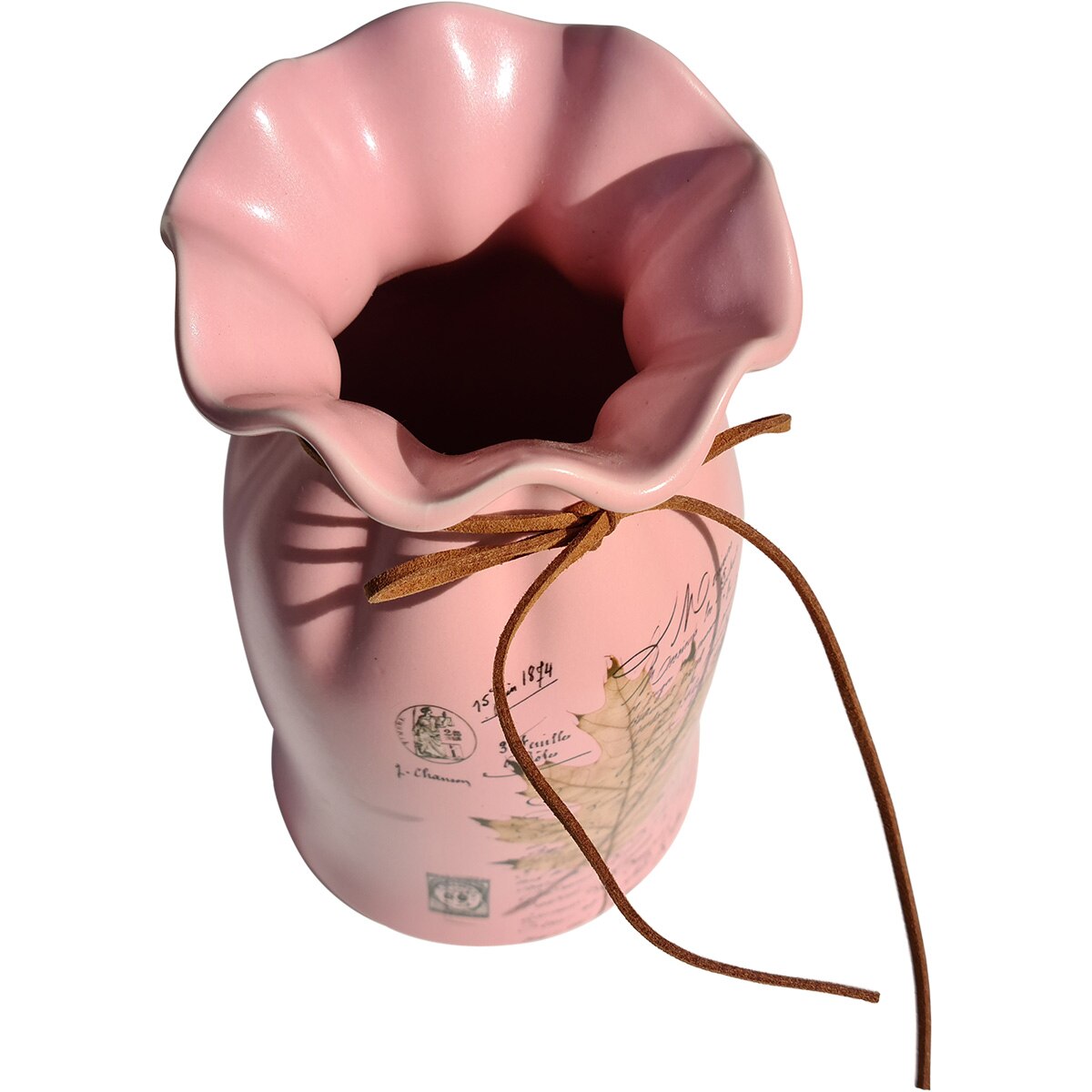 Vaza ceramica, Model Frunza Stejar, Roz, 19.5 x 10 x 10 cm - eMAG.ro