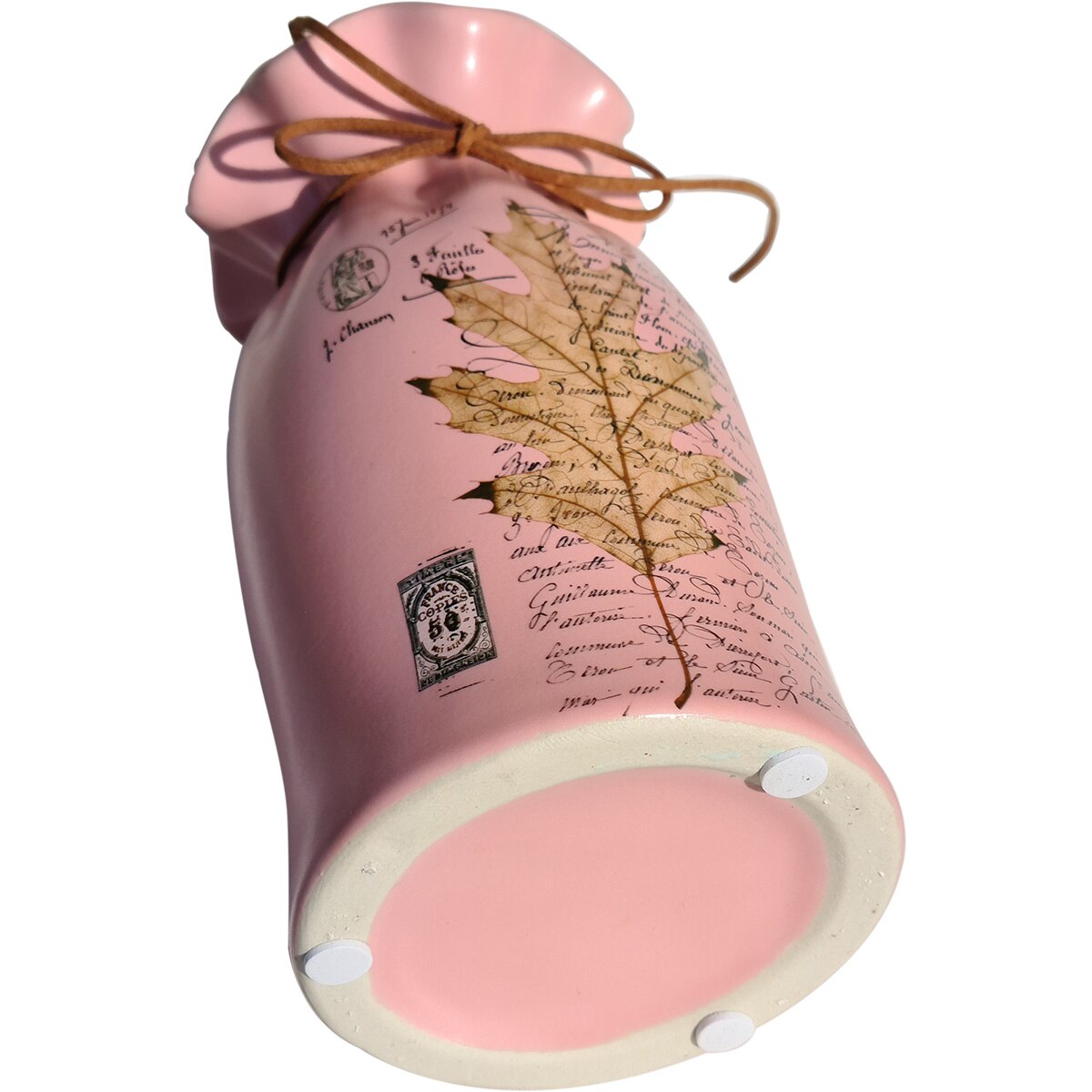 Vaza ceramica, Model Frunza Stejar, Roz, 19.5 x 10 x 10 cm - eMAG.ro