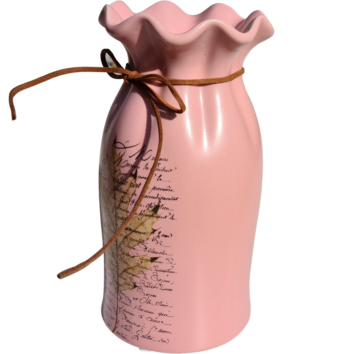 Vaza ceramica, Model Frunza Stejar, Roz, 19.5 x 10 x 10 cm - eMAG.ro