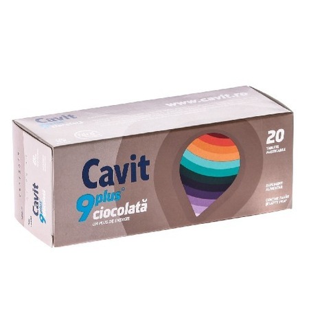 Cavit 9 Plus Ciocolata, 20 tablete, Biofarm - eMAG.ro