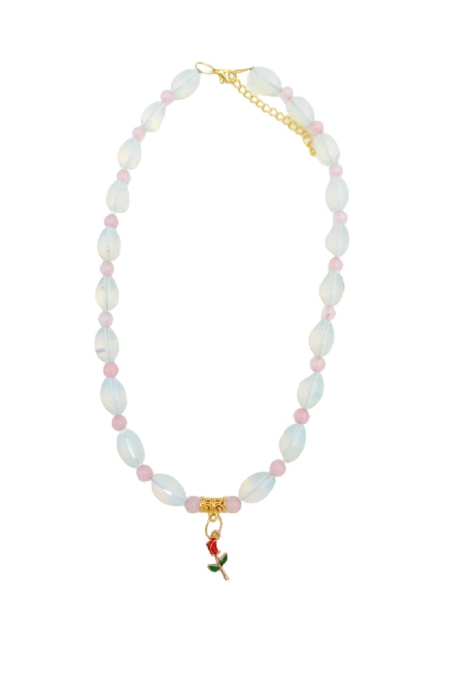 Colier din pietre naturale semipretioase de opalit, cuart roz cu ...