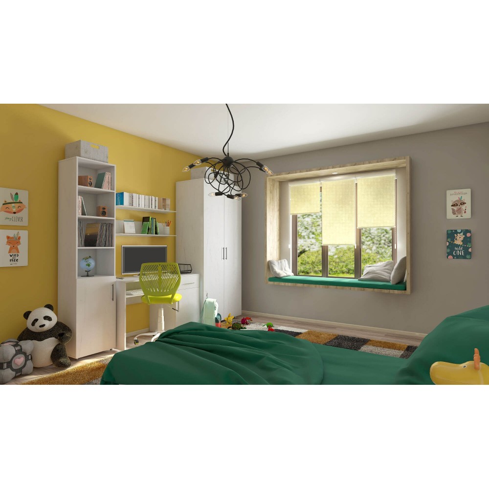 Etajera camera tineret, stejar alb, set 2 bucati, 90 x 19.5 x 15 cm ...