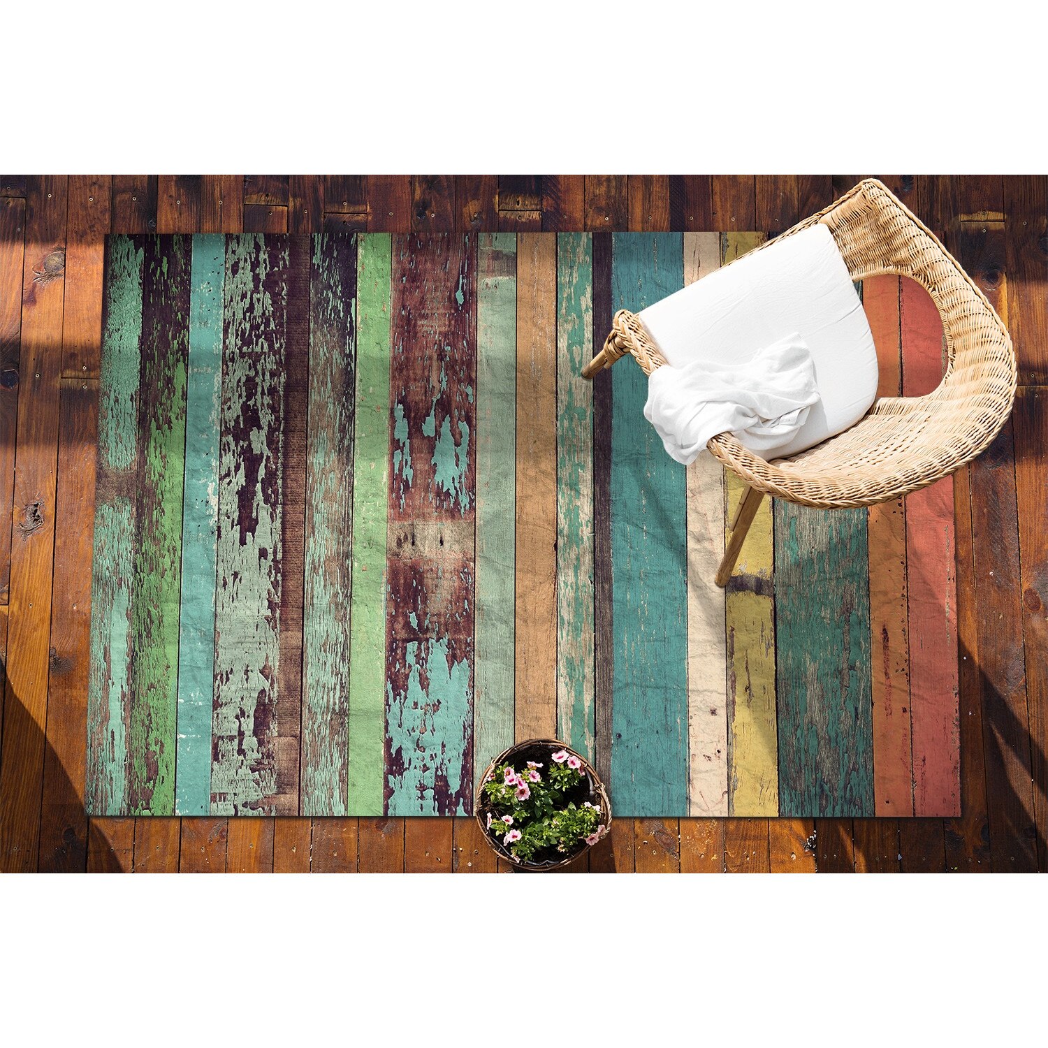 Covor de vinil pentru terasa, PVC, model bord colorat, 60x90cm - eMAG.ro