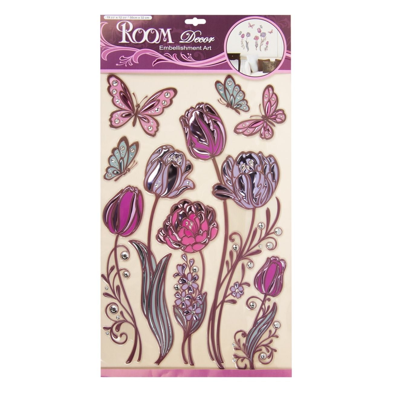 Sticker perete cu flori si fluturi de Paste, Maison du Paradis, 31.5 x ...