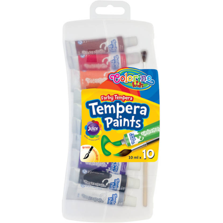 Acuarele Tempera Colorino, tub, 10 ml, 10 culori, cu pensula, 10 ml ...