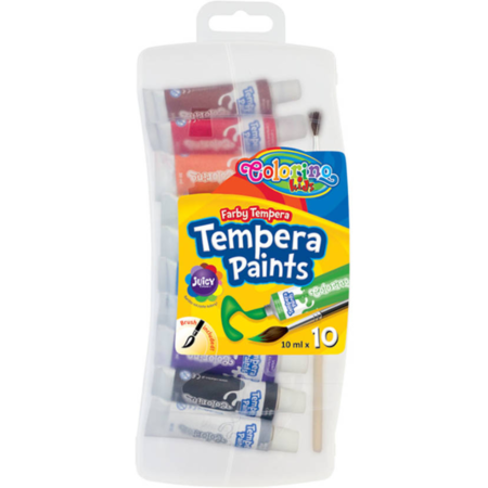 Acuarele Tempera Colorino, tub, 10 ml, 10 culori, cu pensula, 10 ml ...