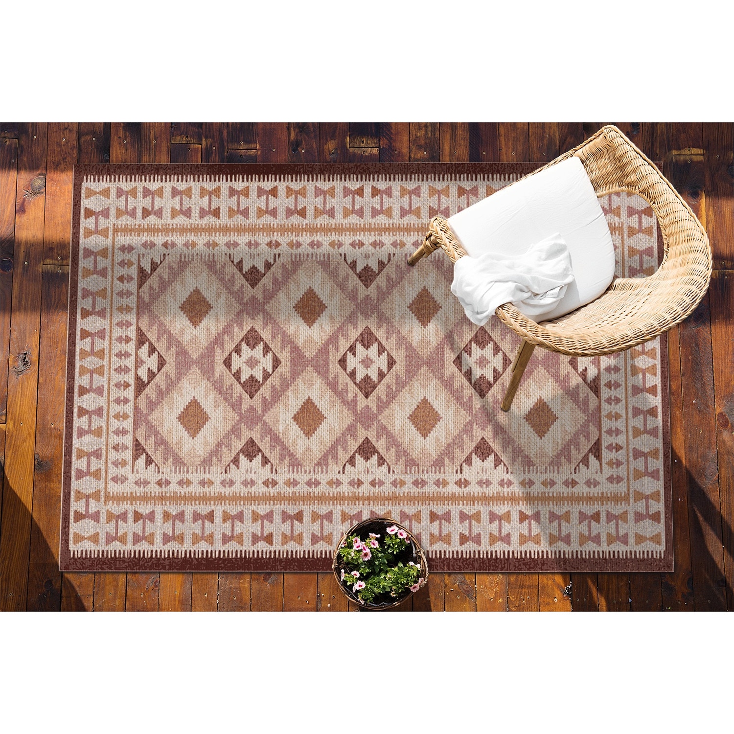 Covor de vinil pentru terasa, Covor de balcon, PVC, Model De Epoca, 60 ...