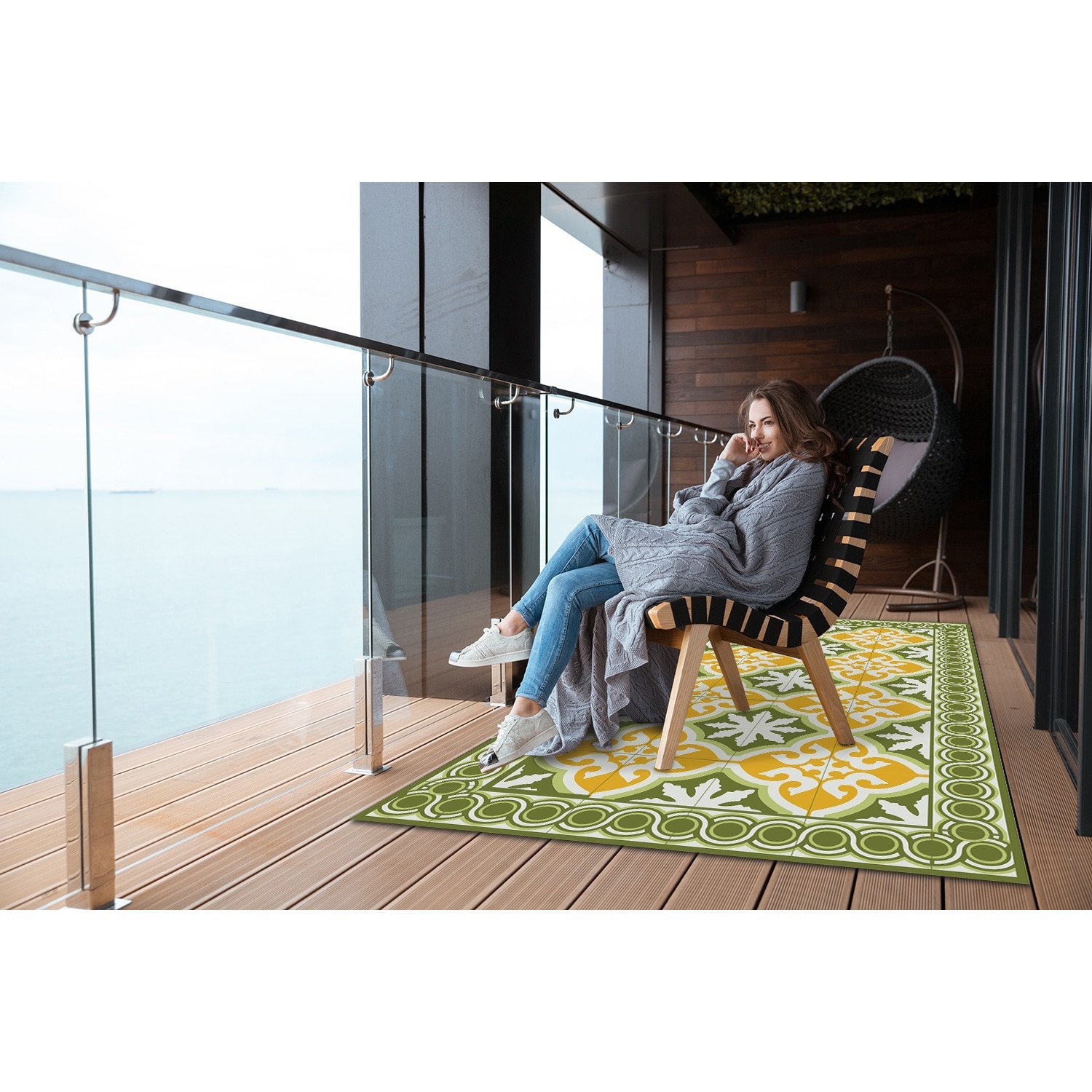 Covor de vinil pentru terasa, PVC, model persana, 80x120cm - eMAG.ro