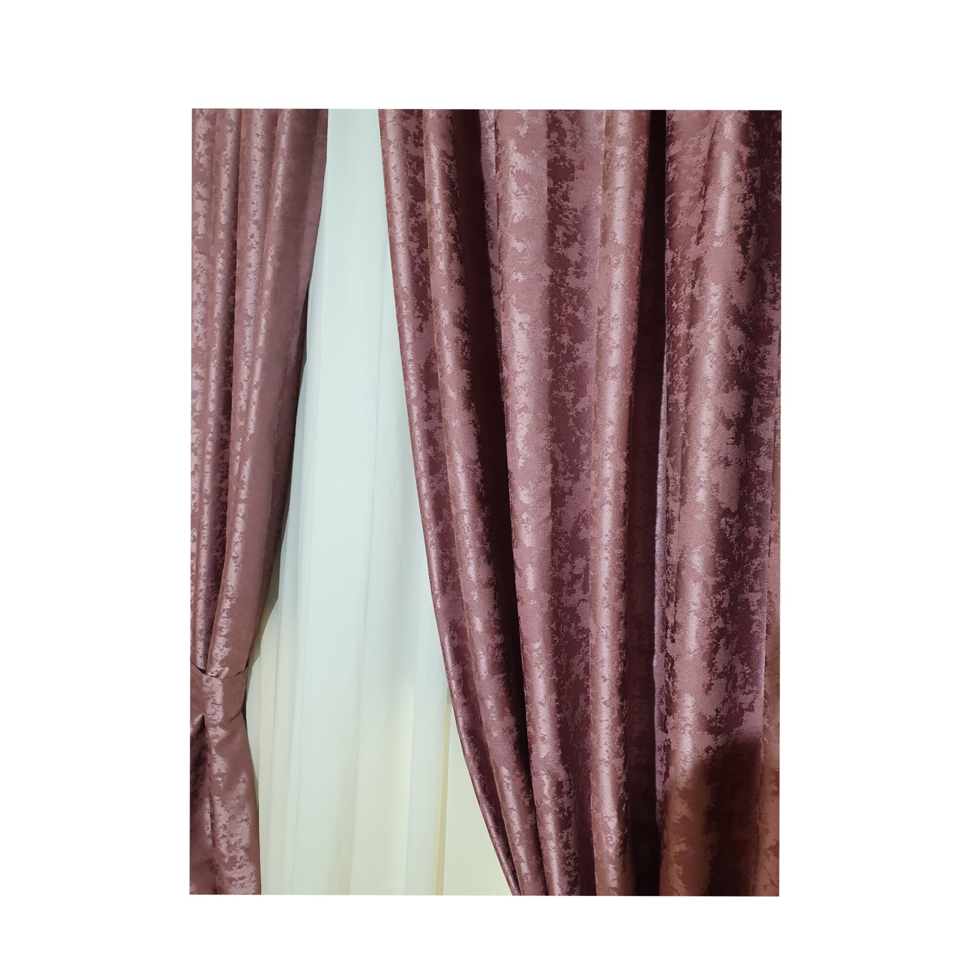 Set draperie mov lila 2 x 200 cm si perdea alba de matase 1 x 600 cm ...