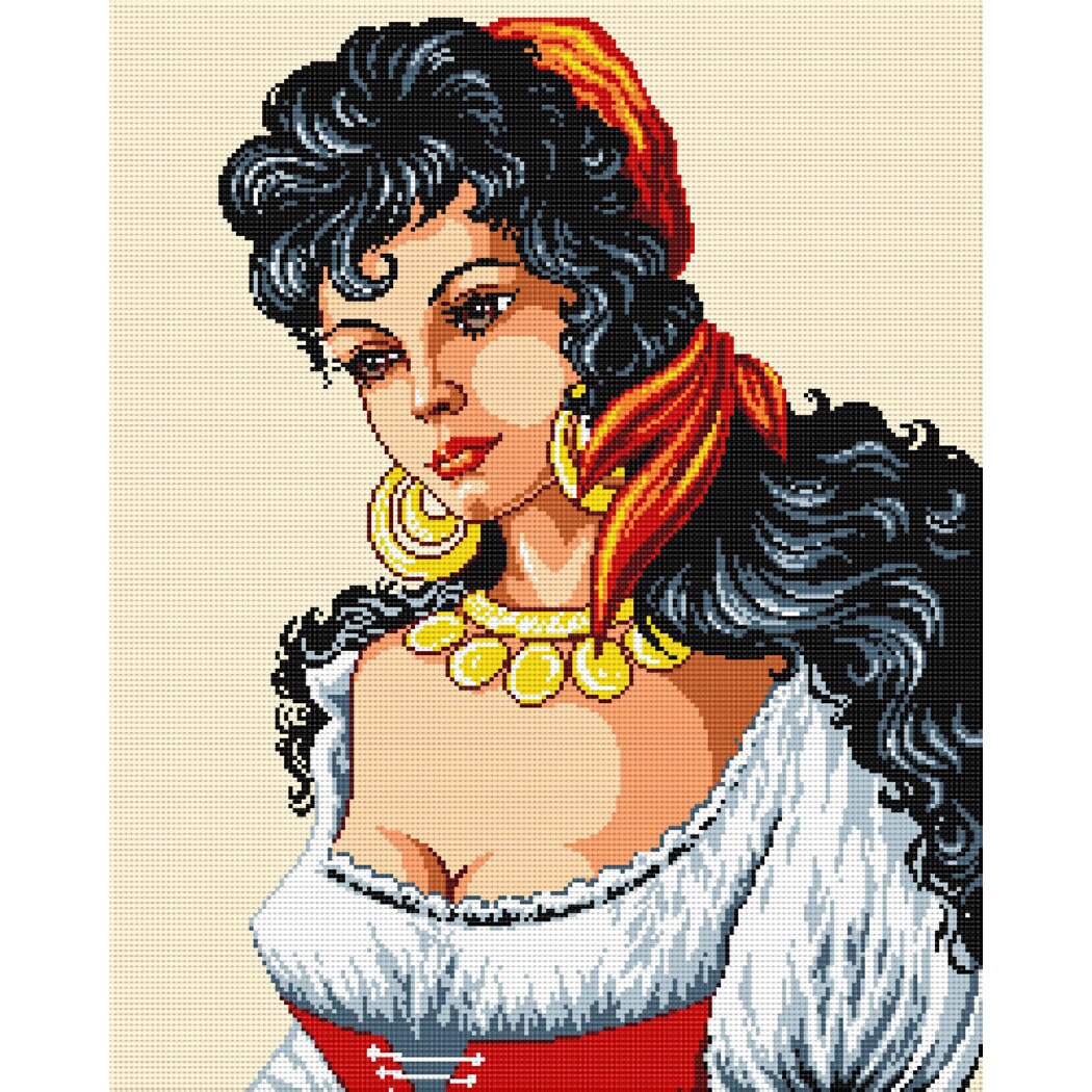 Goblen Lolita, Hudemas, kit cu diagrama alb-negru, cu fire mouline ...