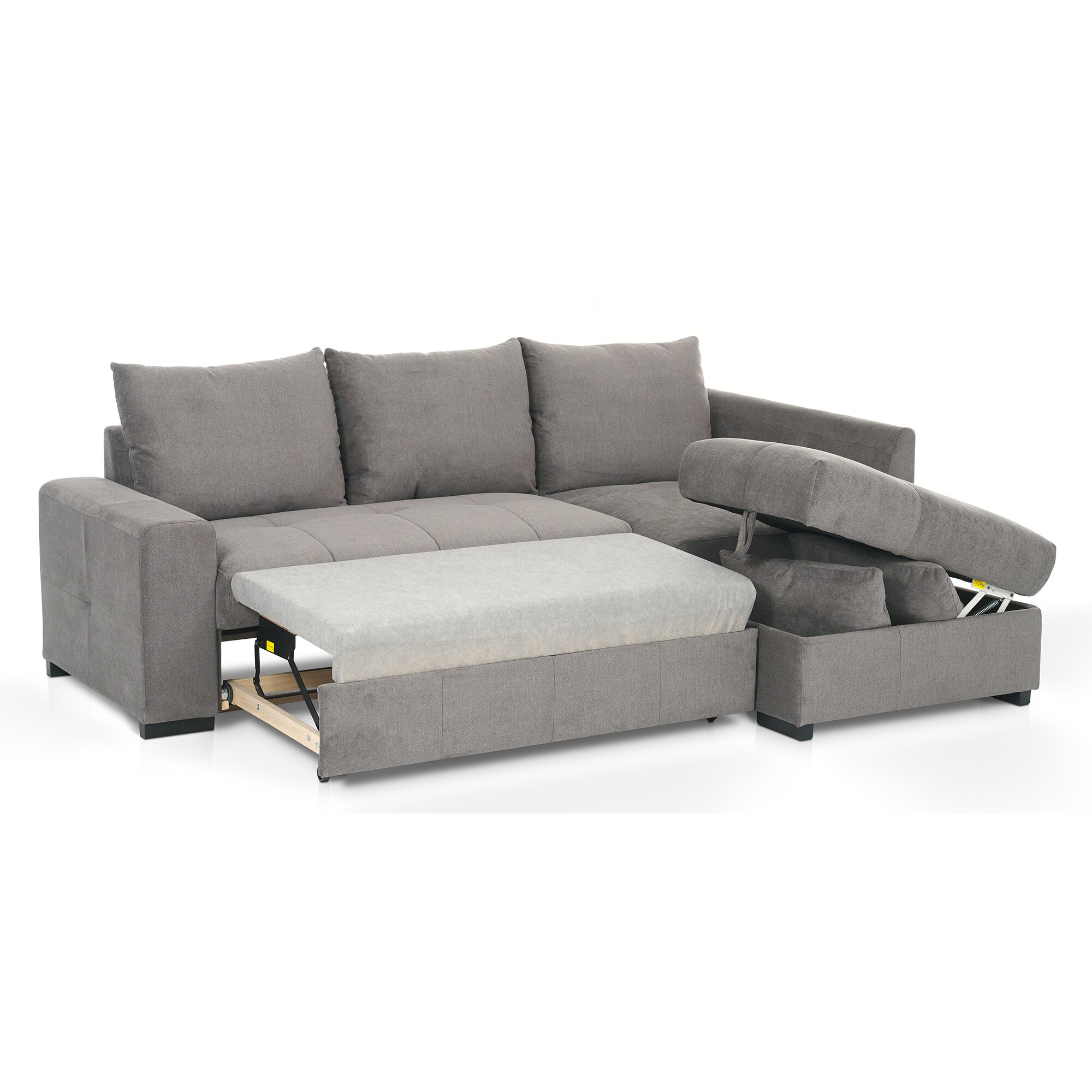 Coltar extensibil Kring Heat, 241x173 cm, montaj stanga, stofa Gri ...