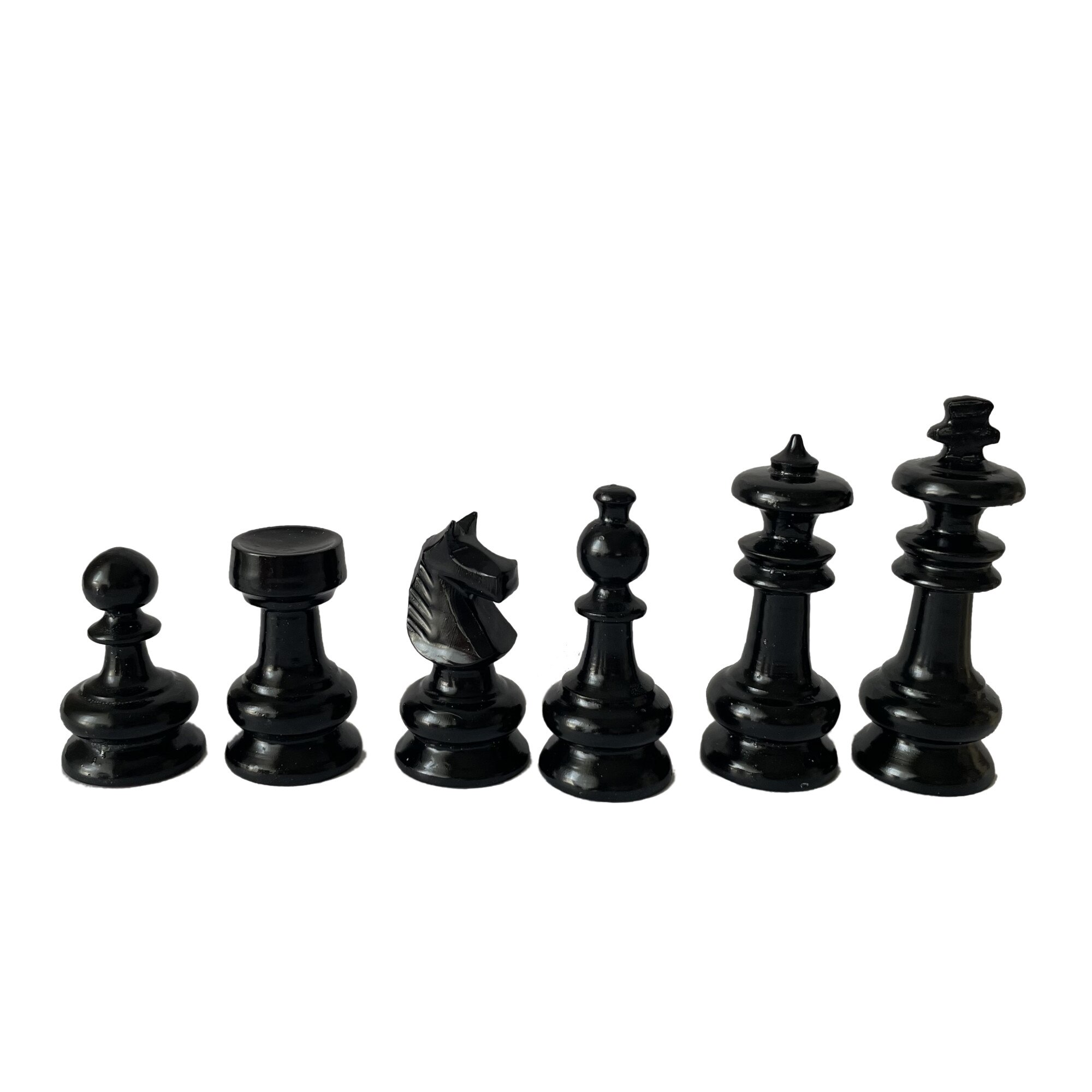 Piese de sah, lucrat manual din lemn, crem/negru, diametru baza 3.5 cm ...