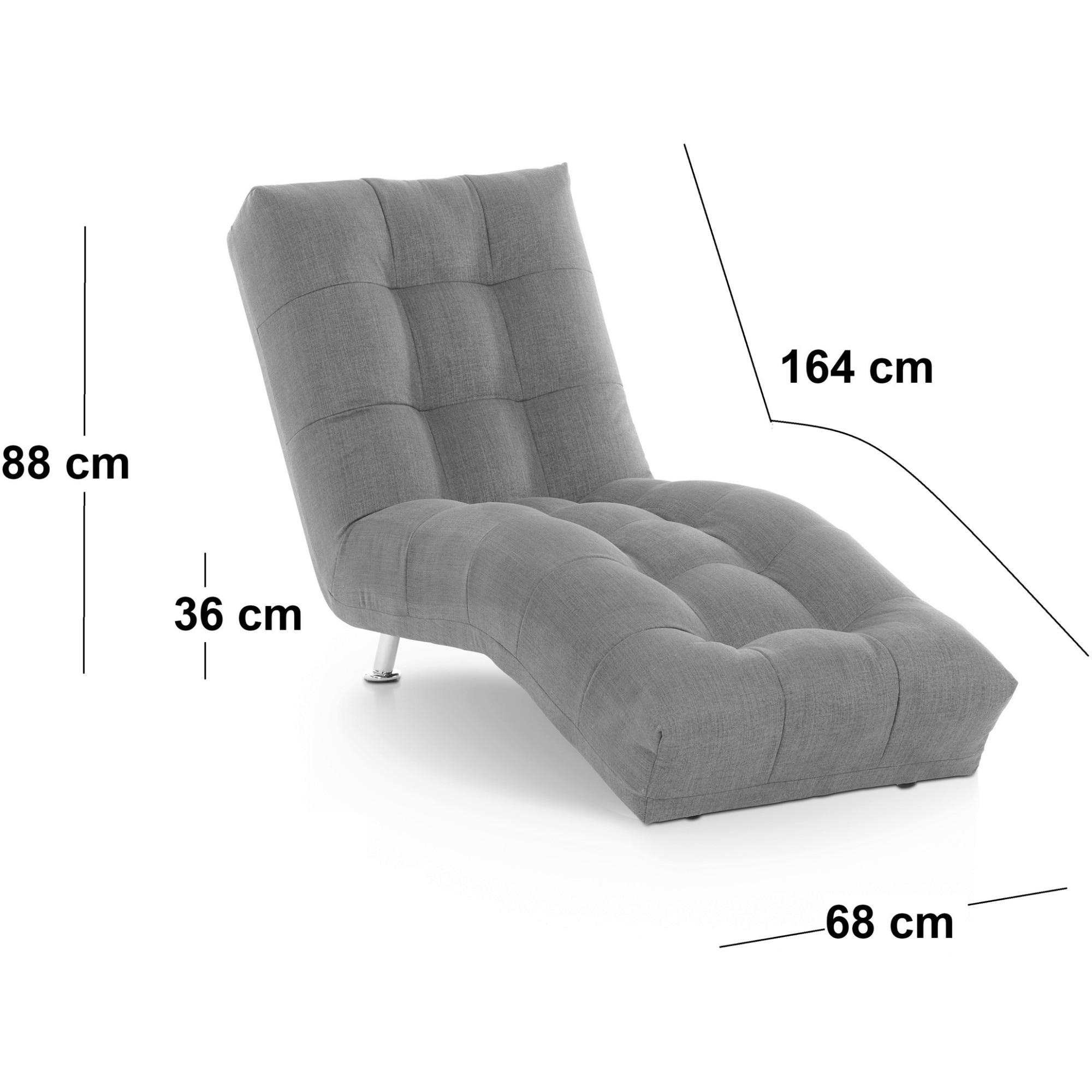 Fotoliu/Sezlong Cotta Bella, 68x164 cm, stofa culoare Gri-Maro Taupe ...