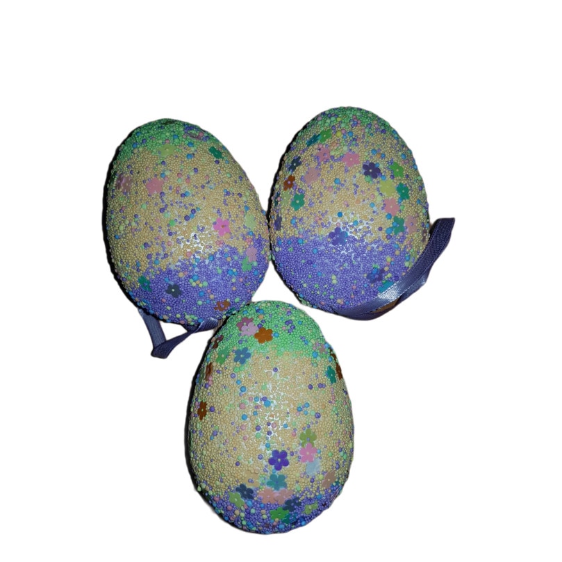 Set 3 oua colorate pentru Pasti design cu flori - eMAG.ro