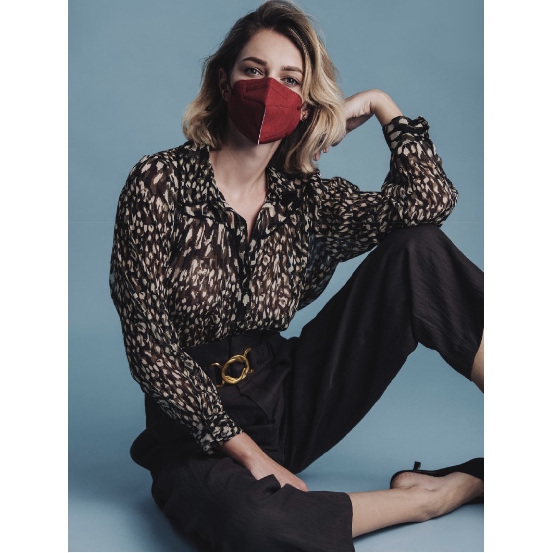 Masca colorata de protectie KAZE FFP2, KN95, 5 straturi, BFE>99.9% ...