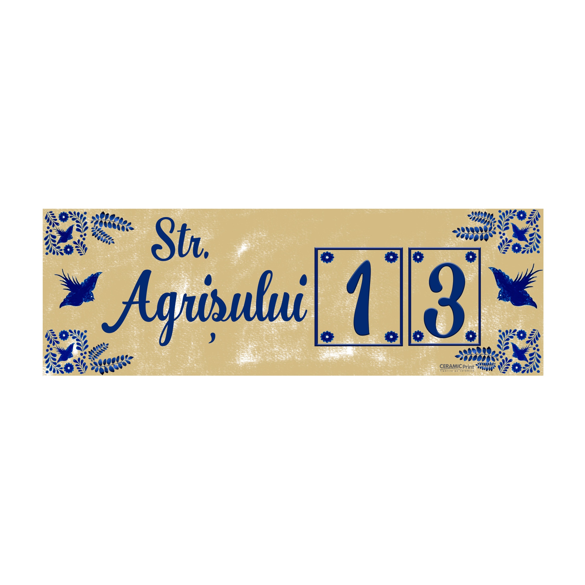 Numar casa, CeramicPrint, model interbelic, ceramica, 300 x 100 x 5 mm ...