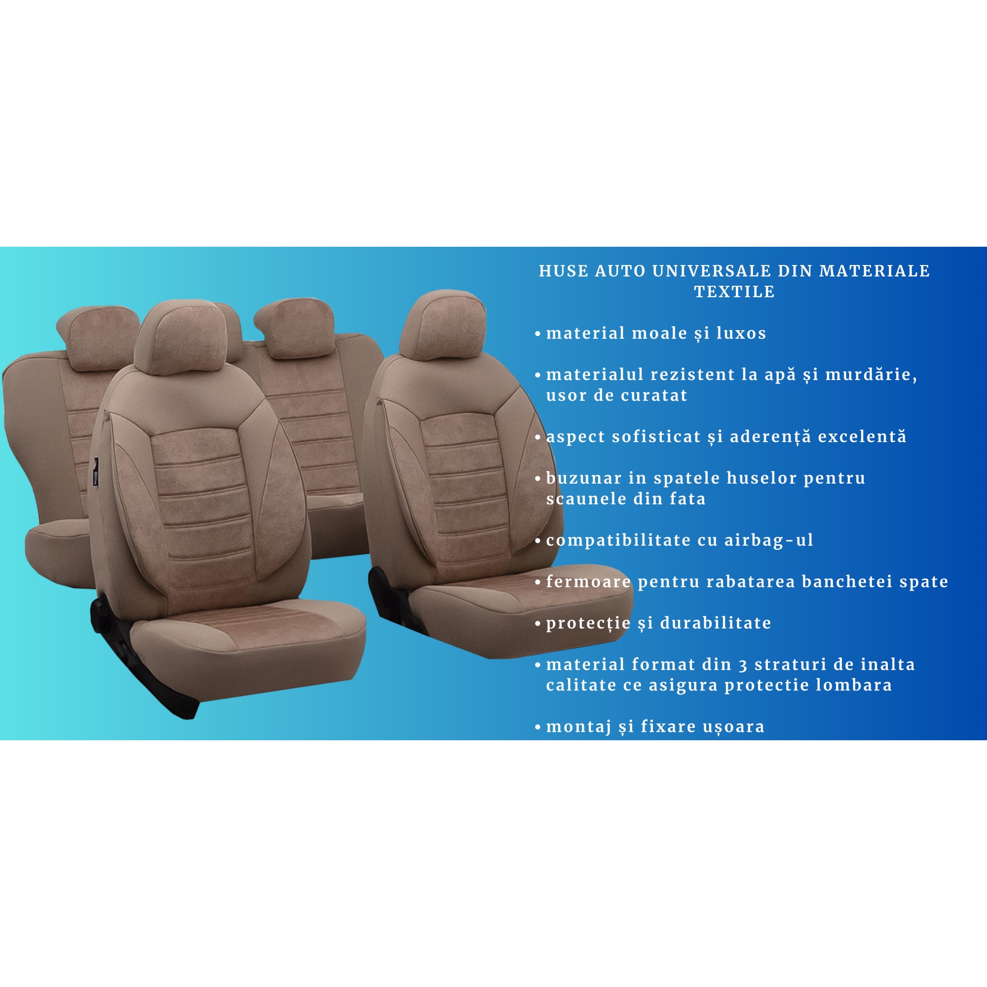 Set huse auto universale Diamond, cu umplutura de spuma moale ...