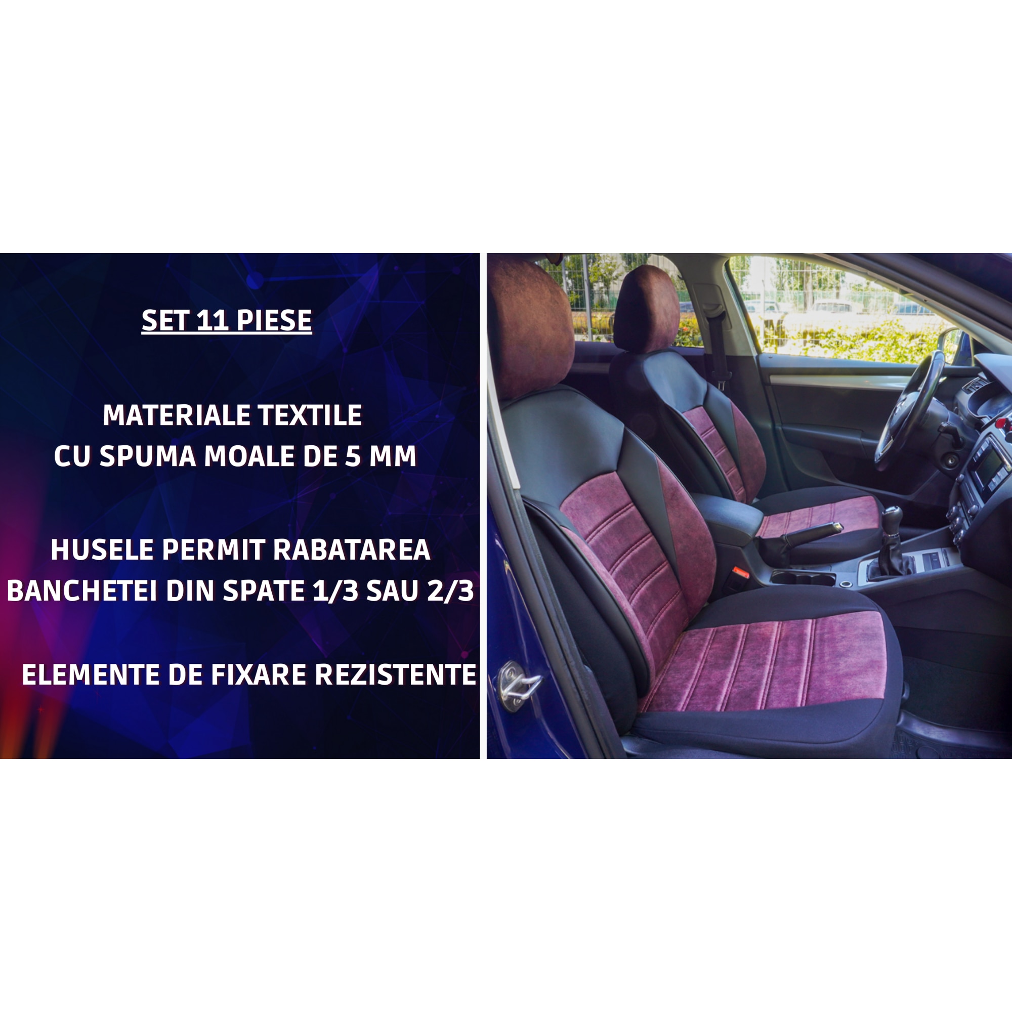 Set huse auto universale Diamond, cu umplutura de spuma moale ...