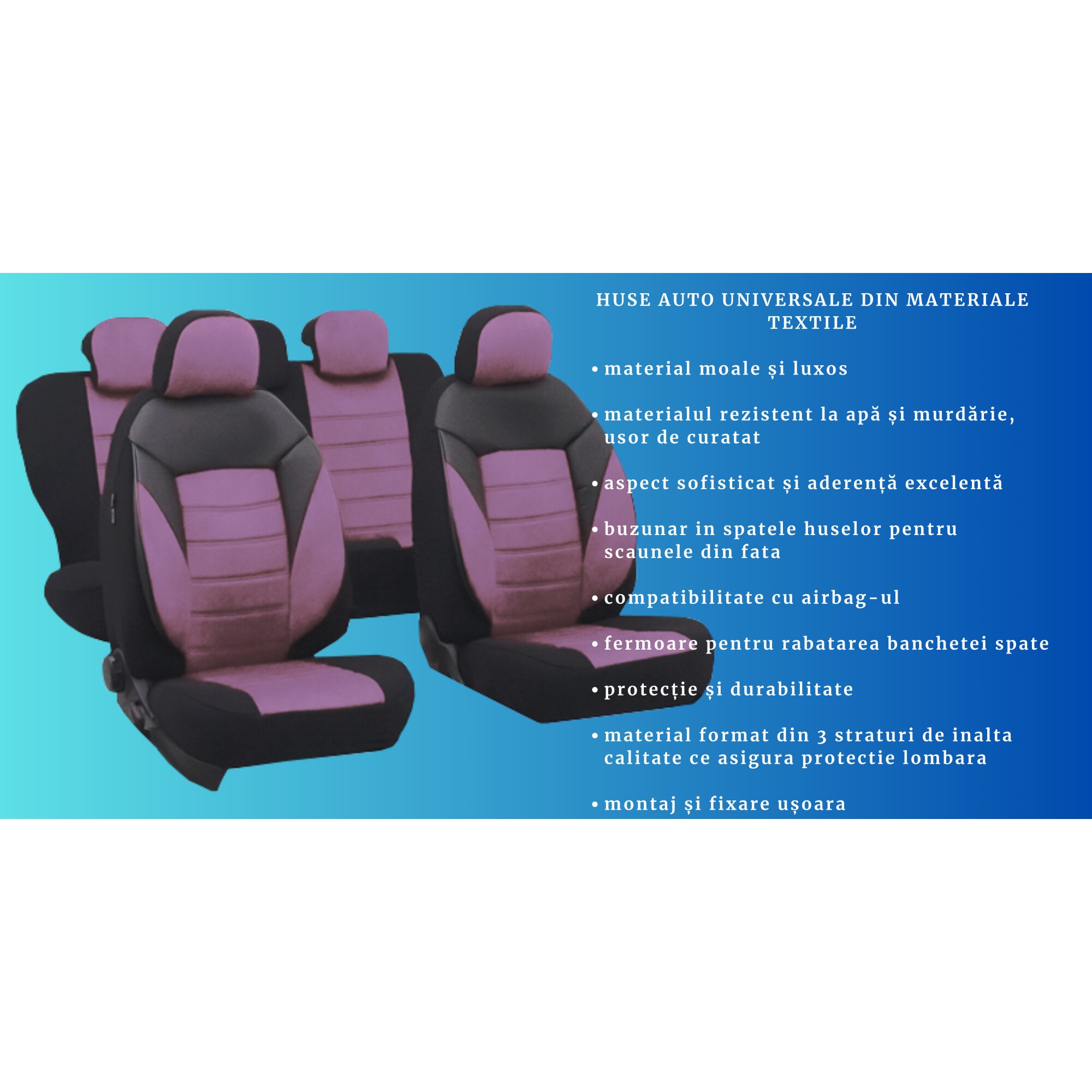 Set huse auto universale Diamond, cu umplutura de spuma moale ...