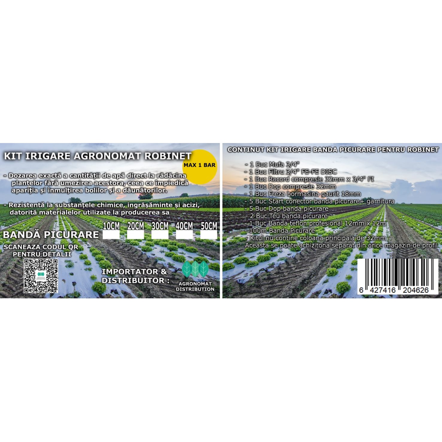 Kit irigare banda picurare Agronomat conectare la robinet 3/4 100mp ...