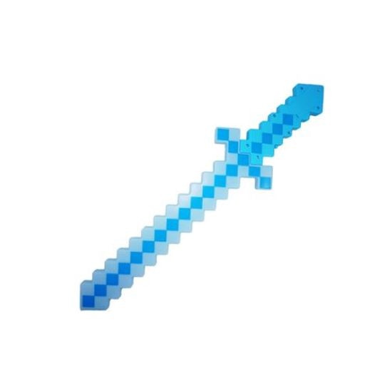 Sabie de jucarie model Minecraft, sunete si lumini, albastru, 57 cm ...