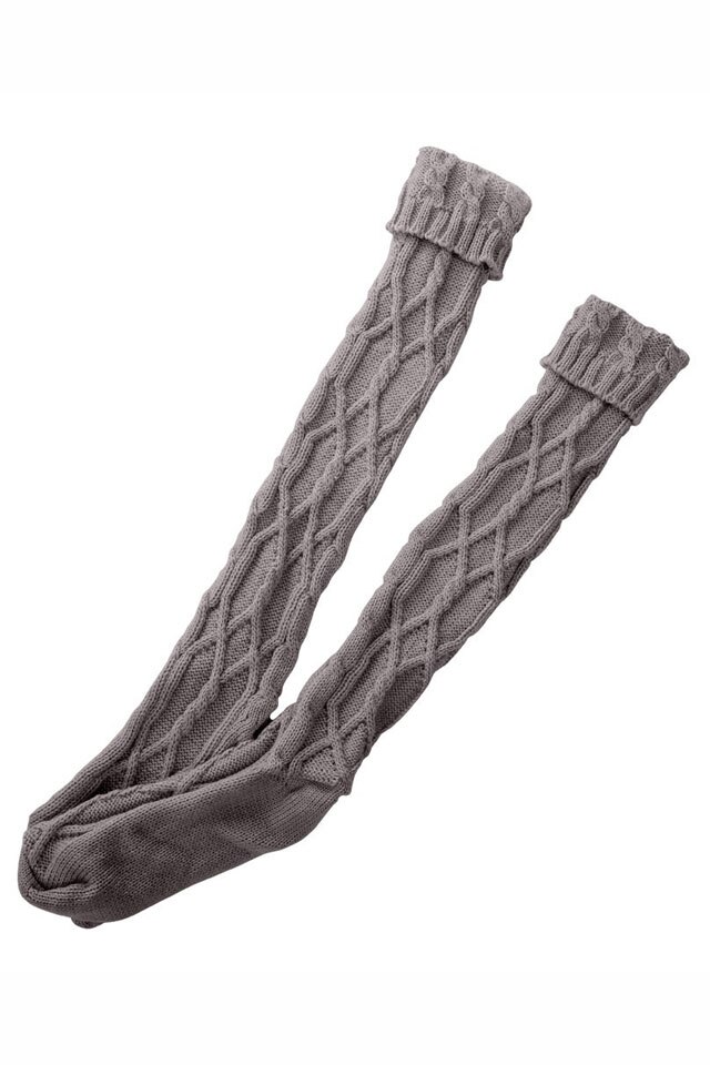 Ciorapi Iarna Crosetati Peste Genunchi, Gri, One Size - eMAG.ro