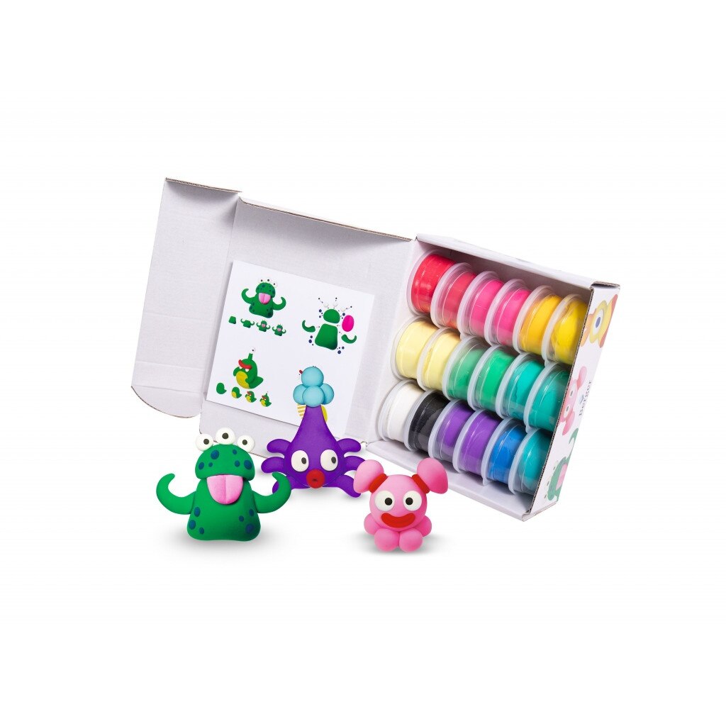 Set plastilina inteligenta Berger Kids Clay, 18 cutii, pasta de modelat ...