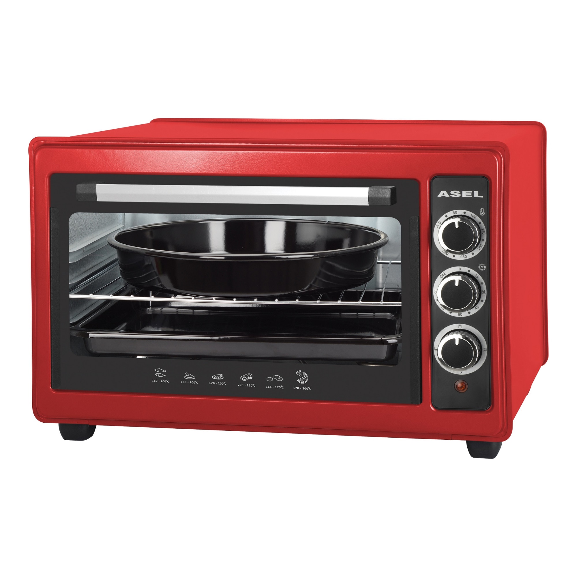 Cuptor electric Asel, 40 Litri, 1300W, Gratar, Tava rotunda, Tava ...