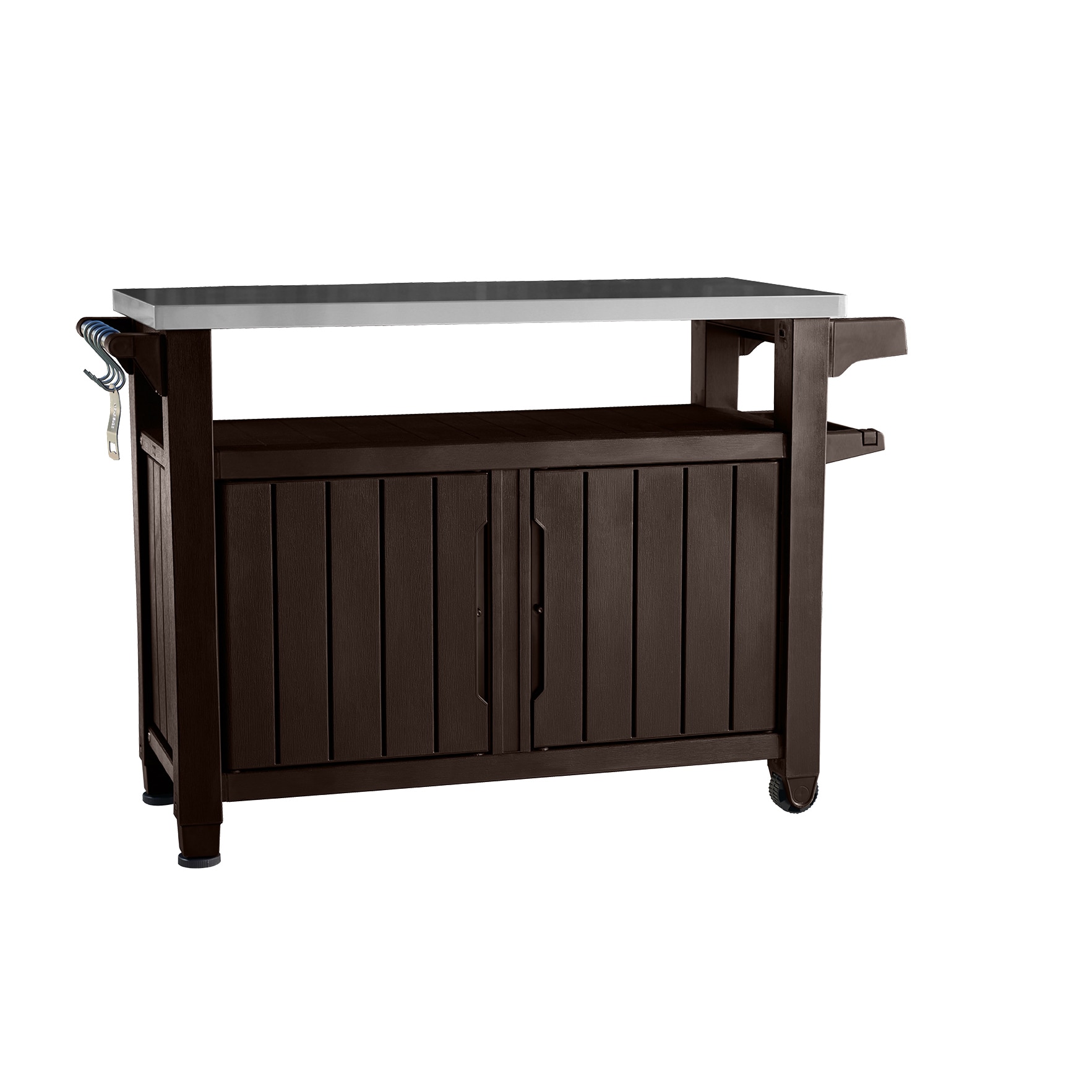 Masa pentru gratar Keter Unity XL, cu depozitare 270L, maro - eMAG.ro