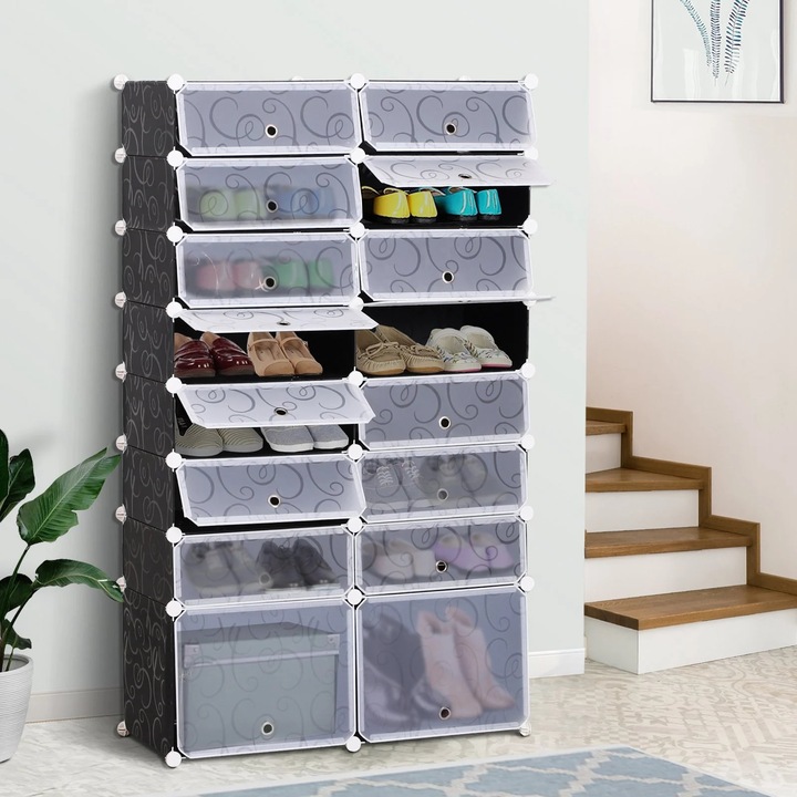 Pantofar modular Homcom, Din polipropilena, ABS si metal, 95x37x160 cm ...