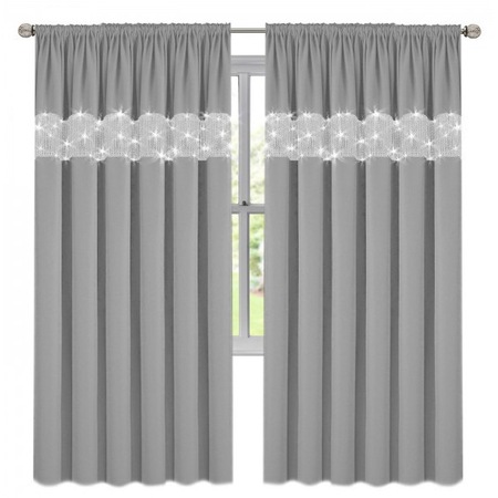 Perdele TimeTrade mat, gri deschis 145x250cm, cu zirconiu cubic - eMAG.ro