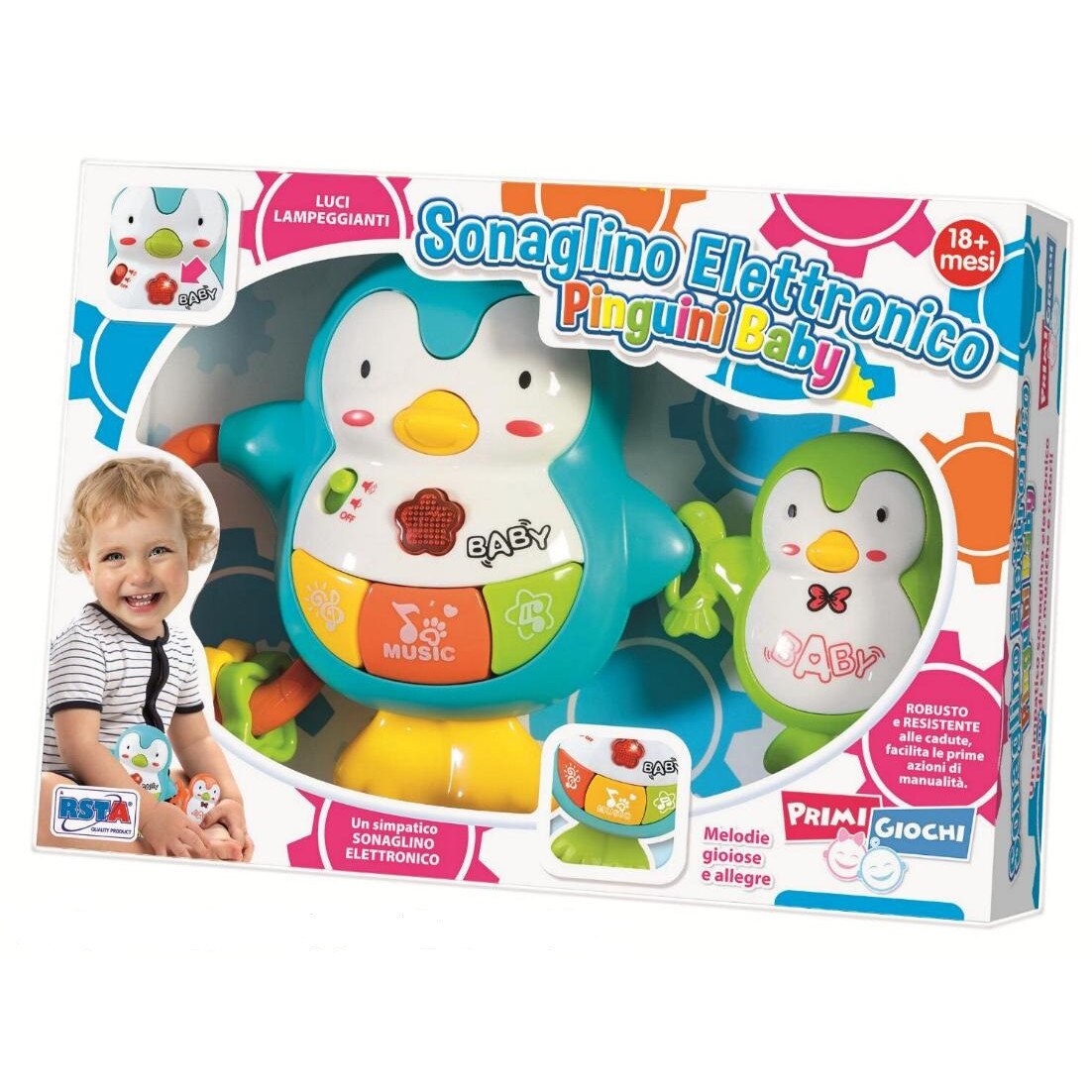 Set 2 pinguini RS Toys cu sunete si lumini si inele dentitie - eMAG.ro