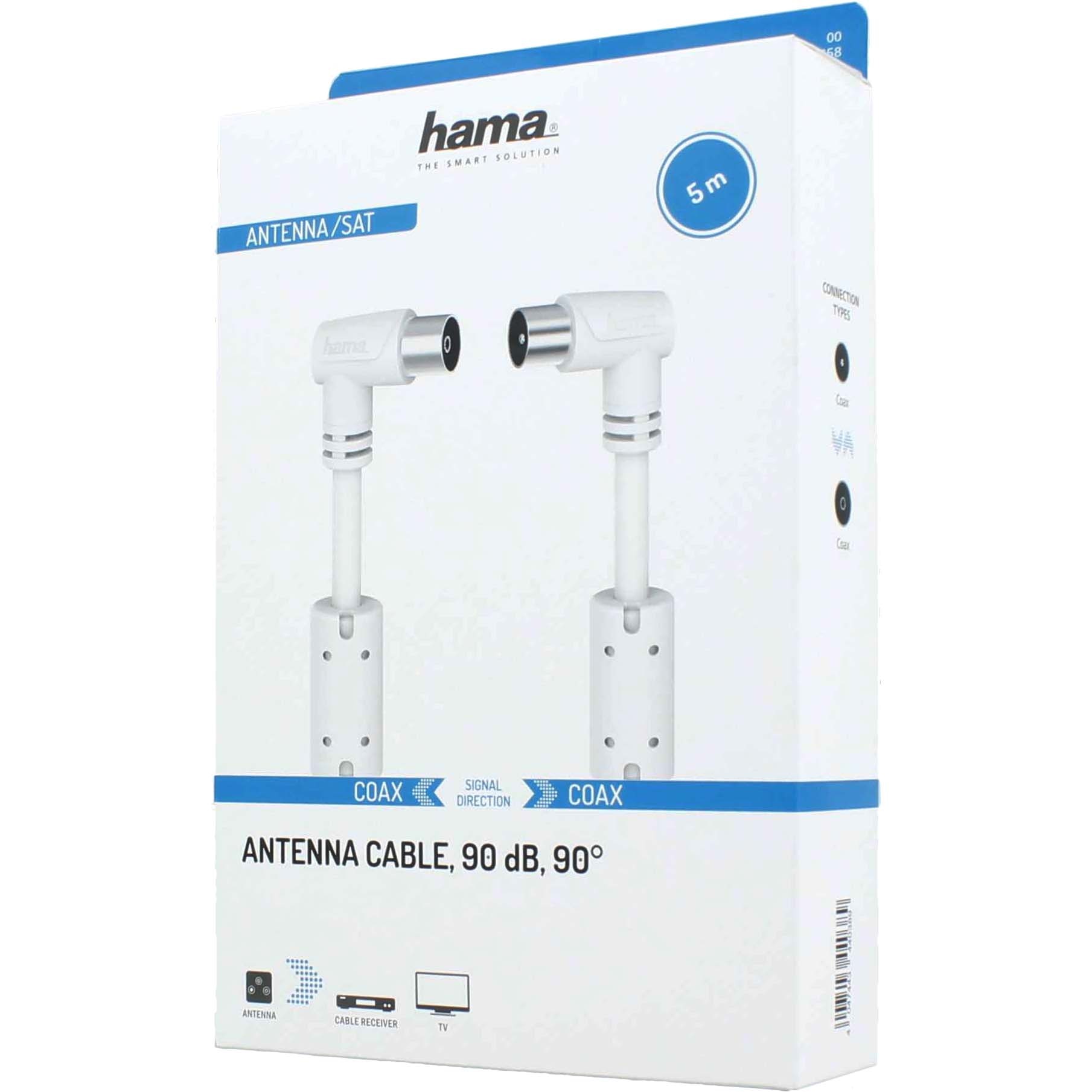 Коаксиален кабел Hama 205058, 5 метра, Бял - eMAG.bg