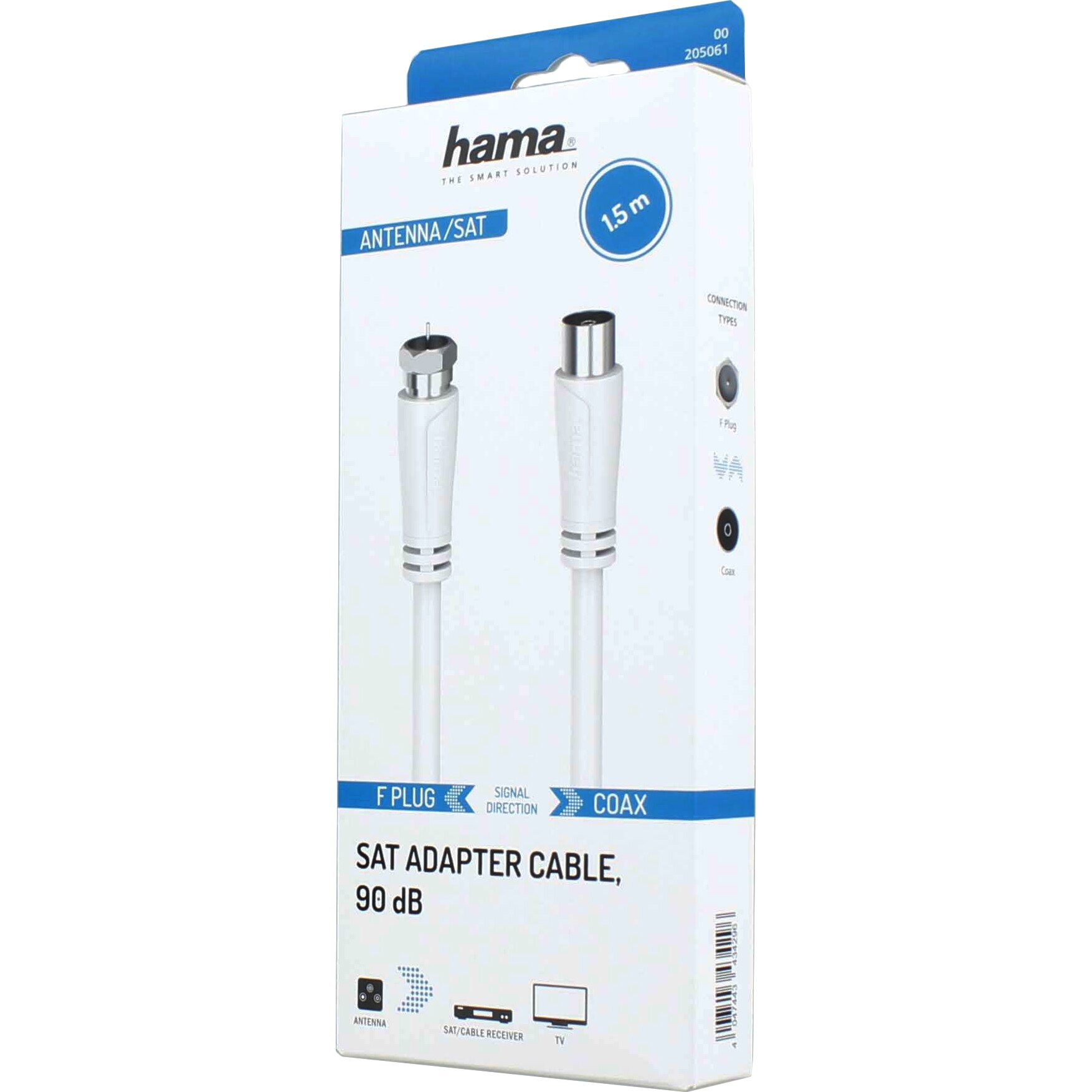 Cablu coaxial Hama 205061, 1.5 metri, alb - eMAG.ro