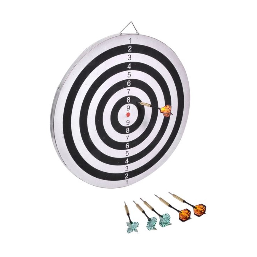 Set de joc Darts 6 sageti incluse, Alb-Negru, Diametru 46 cm - eMAG.ro