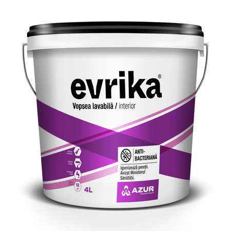 Vopsea lavabila Evrika antibacteriana 4L, Azur - eMAG.ro