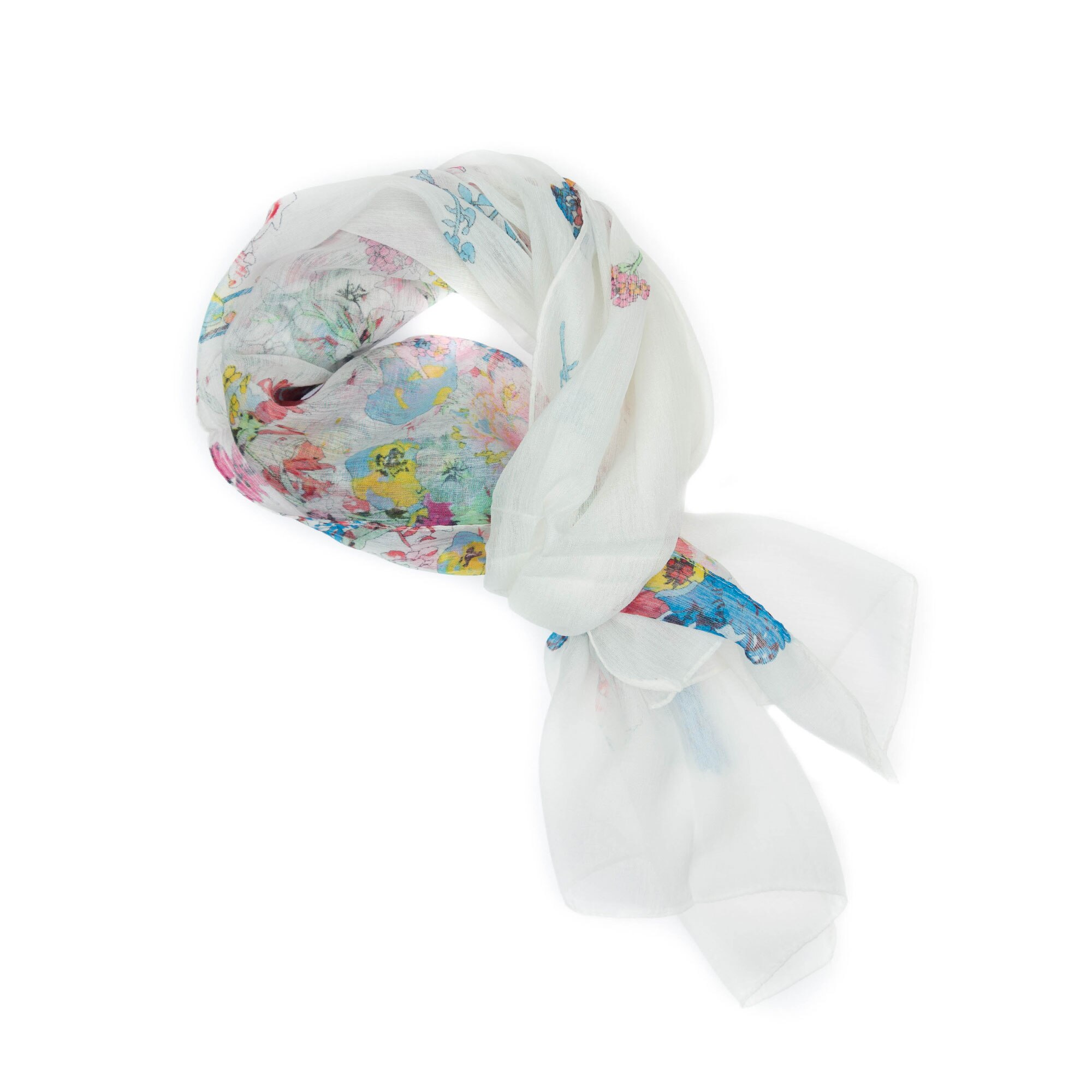Buticcochet ES523 sál, női, virágmintás, 50x160 cm, fehér/többszínű ...
