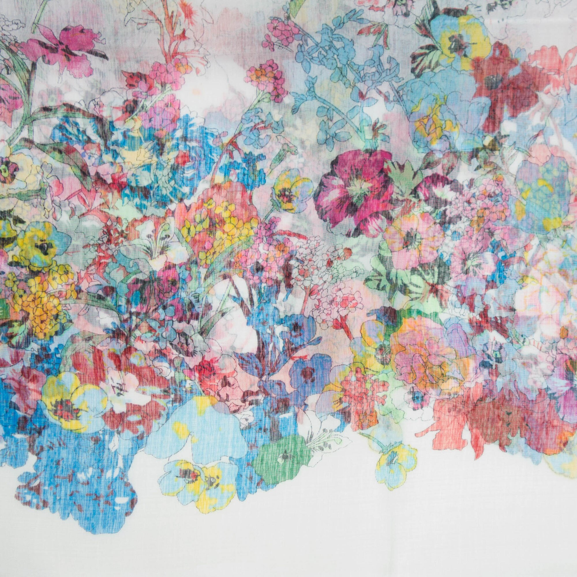 Buticcochet ES523 sál, női, virágmintás, 50x160 cm, fehér/többszínű ...