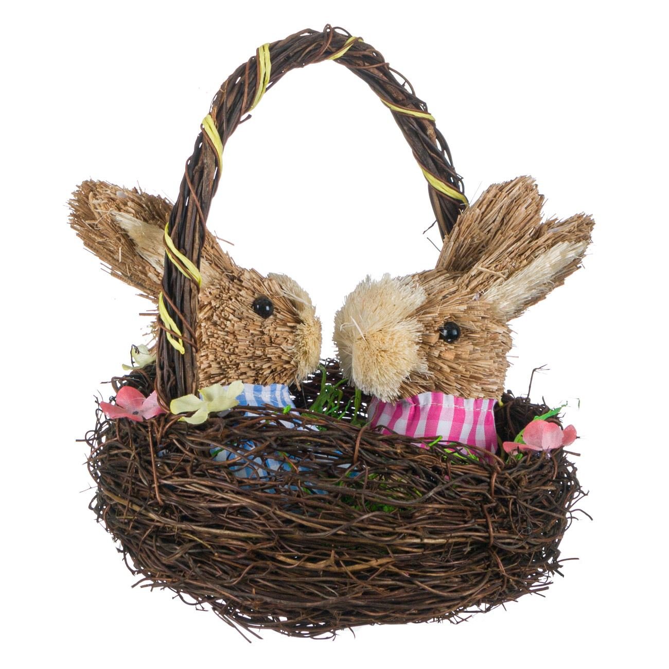 Cosulet cu 2 iepurasi de Paste, DecorCasa, 22 cm - eMAG.ro