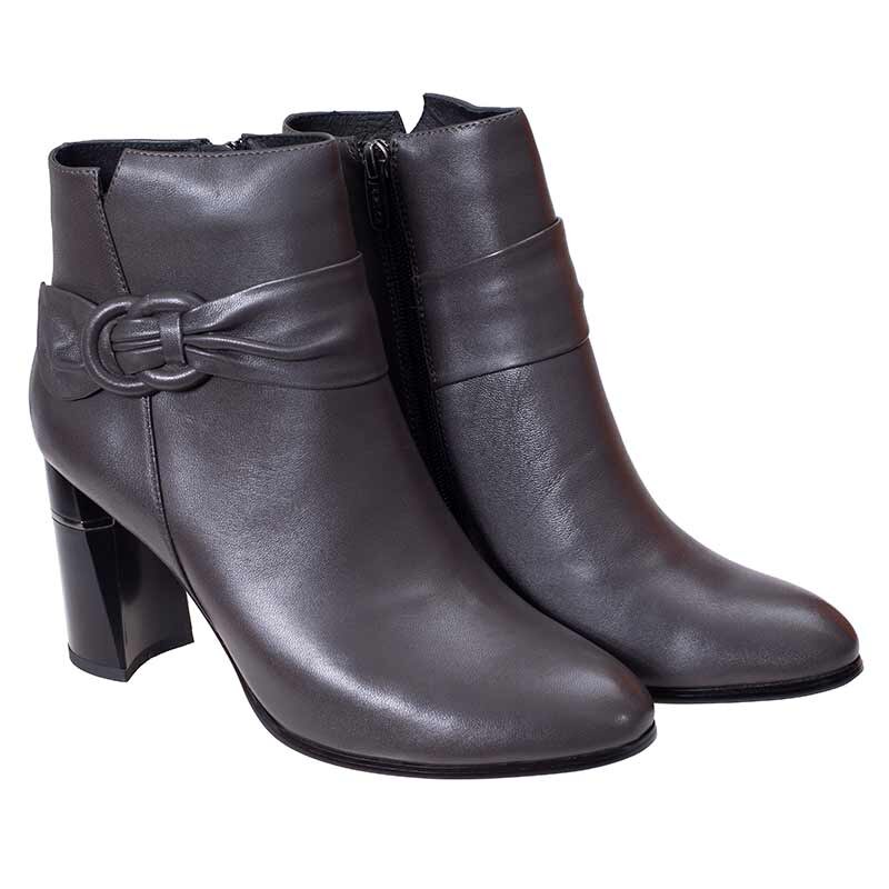 Botine dama, Epica, piele naturala box, toc masiv, Gri, 35 - eMAG.ro