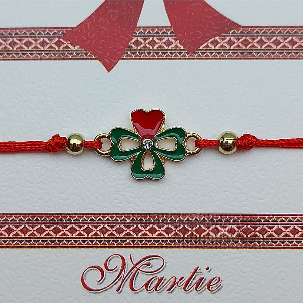 Set 2 Bratari Martisor ArtDeco Trifoi cu inima, lucrate manual din snur ...