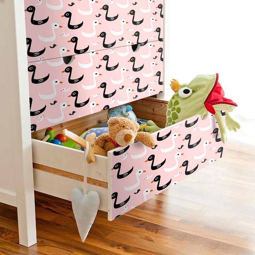 Autocolant Art Kids pentru mobilier, Lebede albe si negre, autoadeziv ...