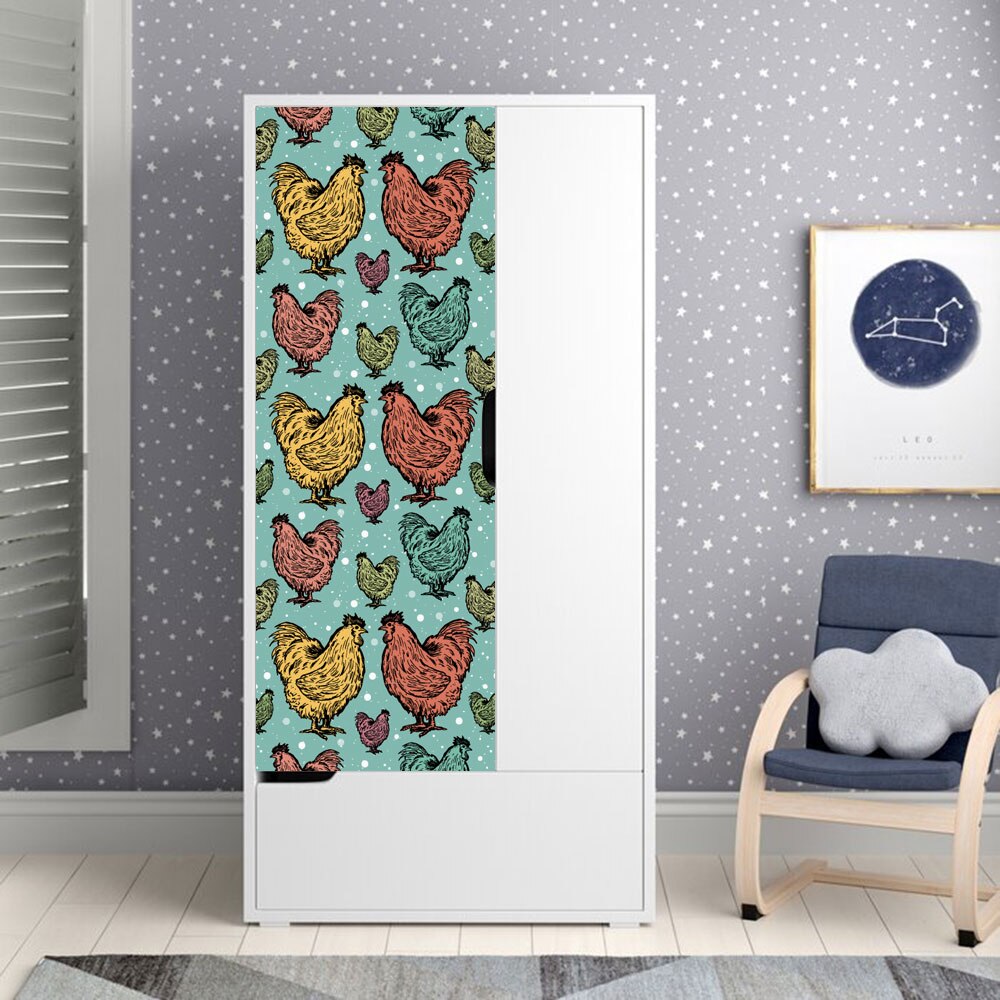 Autocolant Art Kids pentru mobilier, Gaini colorate, autoadeziv, latime ...