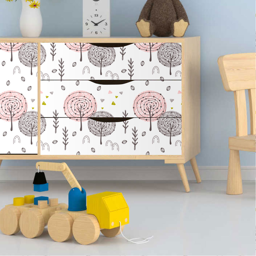 Autocolant Art Kids pentru mobilier, Copaci desenati, autoadeziv ...