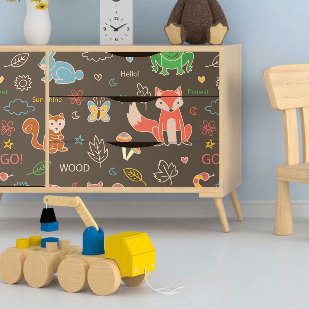 Autocolant Art Kids pentru mobilier, Padurea ilustrata, autoadeziv ...