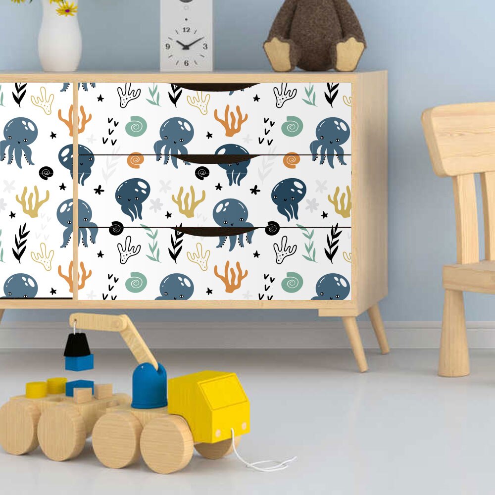 Autocolant Art Kids pentru mobilier, Caracatite in apa, autoadeziv ...