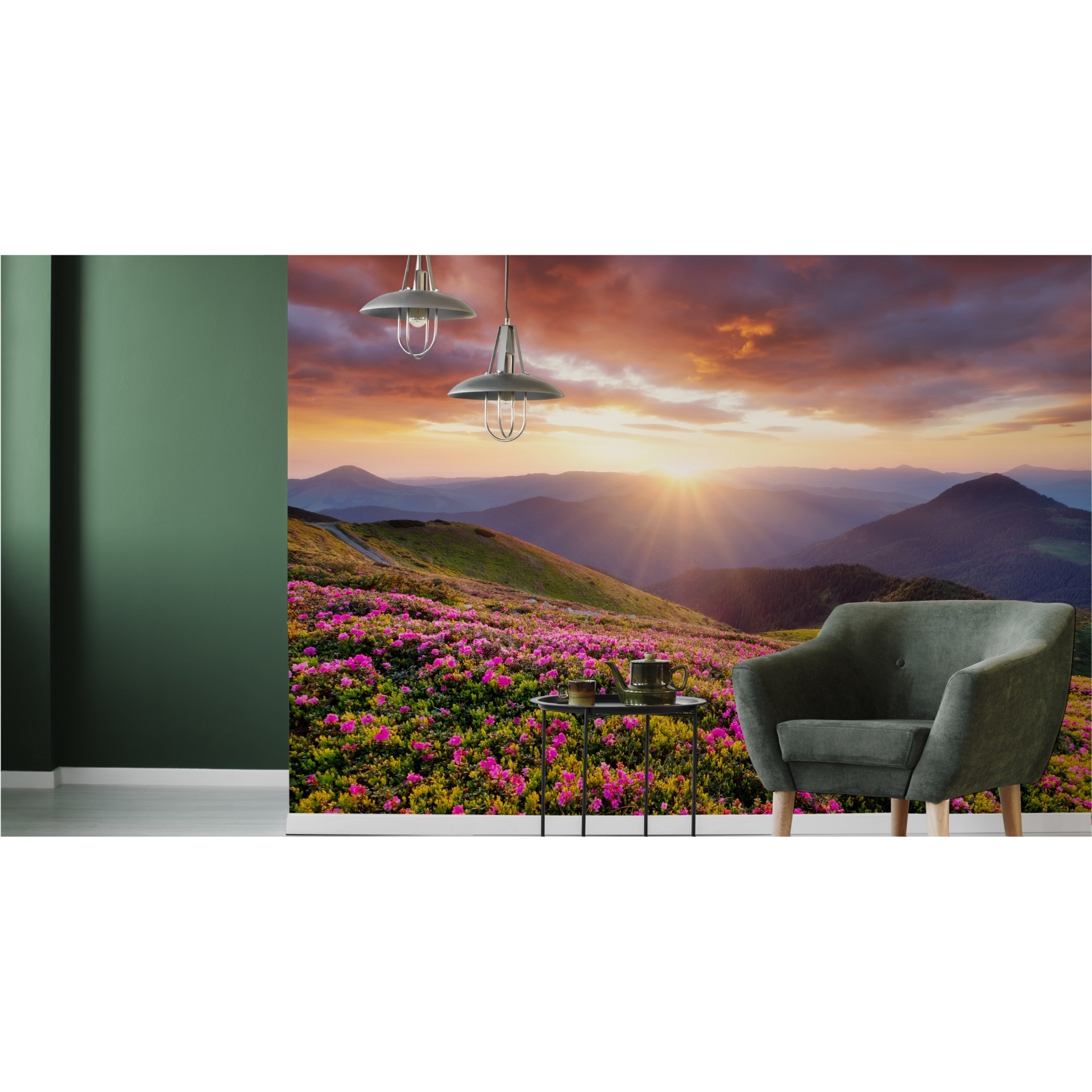 Fototapet APUS DE SOARE in munti vedere 3D 180cm x 120cm Soare, Flori ...